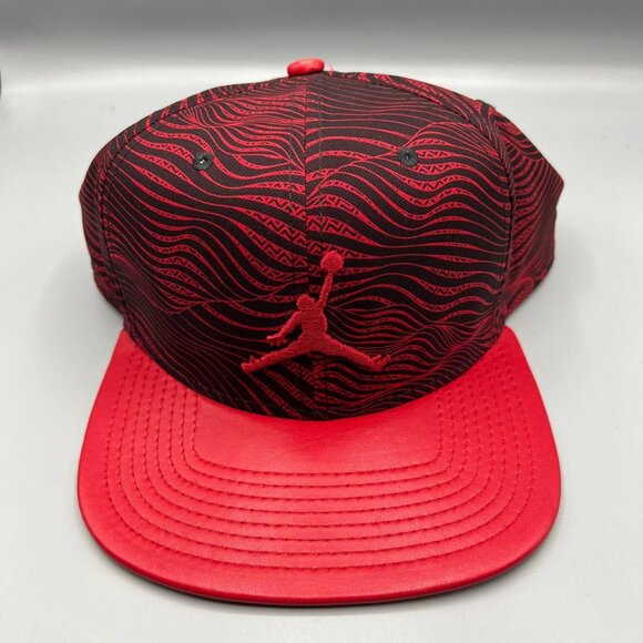 Jordan | Accessories | Air Jordan Hat Men Red Wave Pattern Jumpman Snap ...